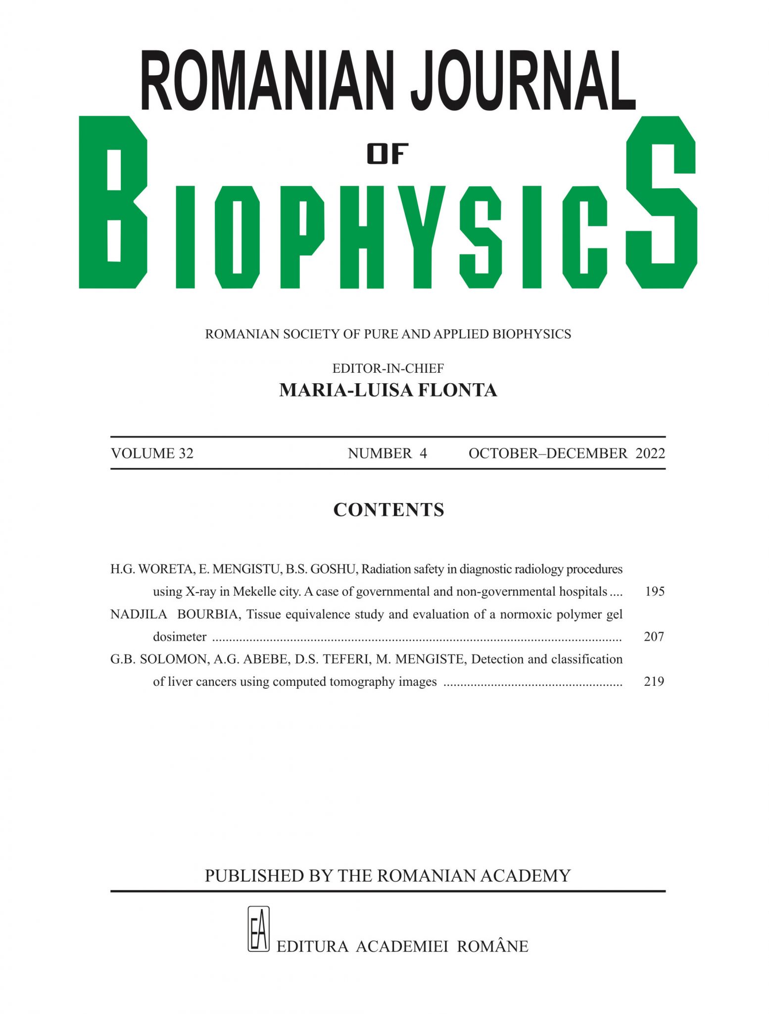 Romanian Journal of Biophysics